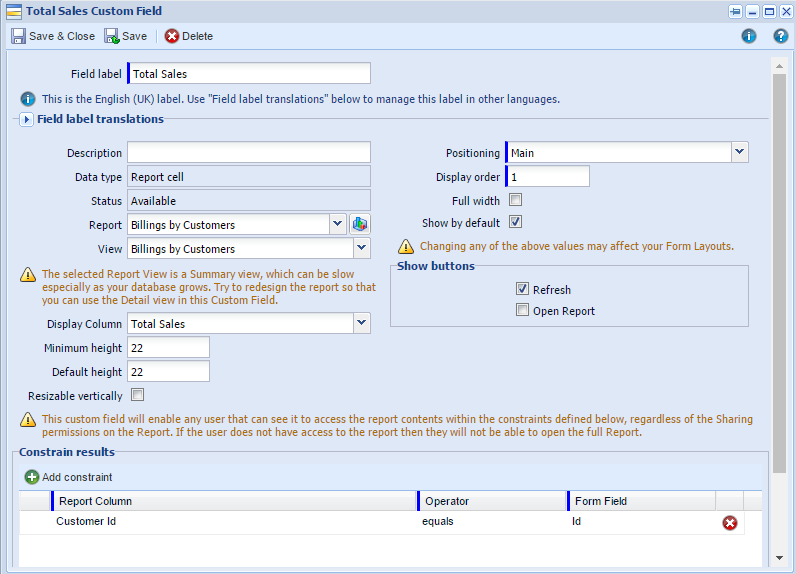 Report-based Custom Fields | Workbooks CRM Support